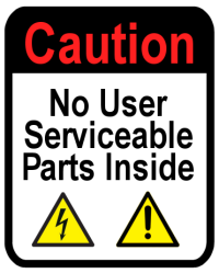 “No Serviceable Parts Inside” | Logos con carne